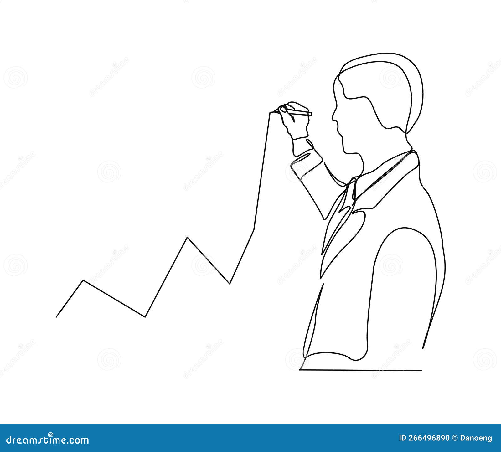 Continuous One Line Drawing of Businessman Drawing Chart Graph ...