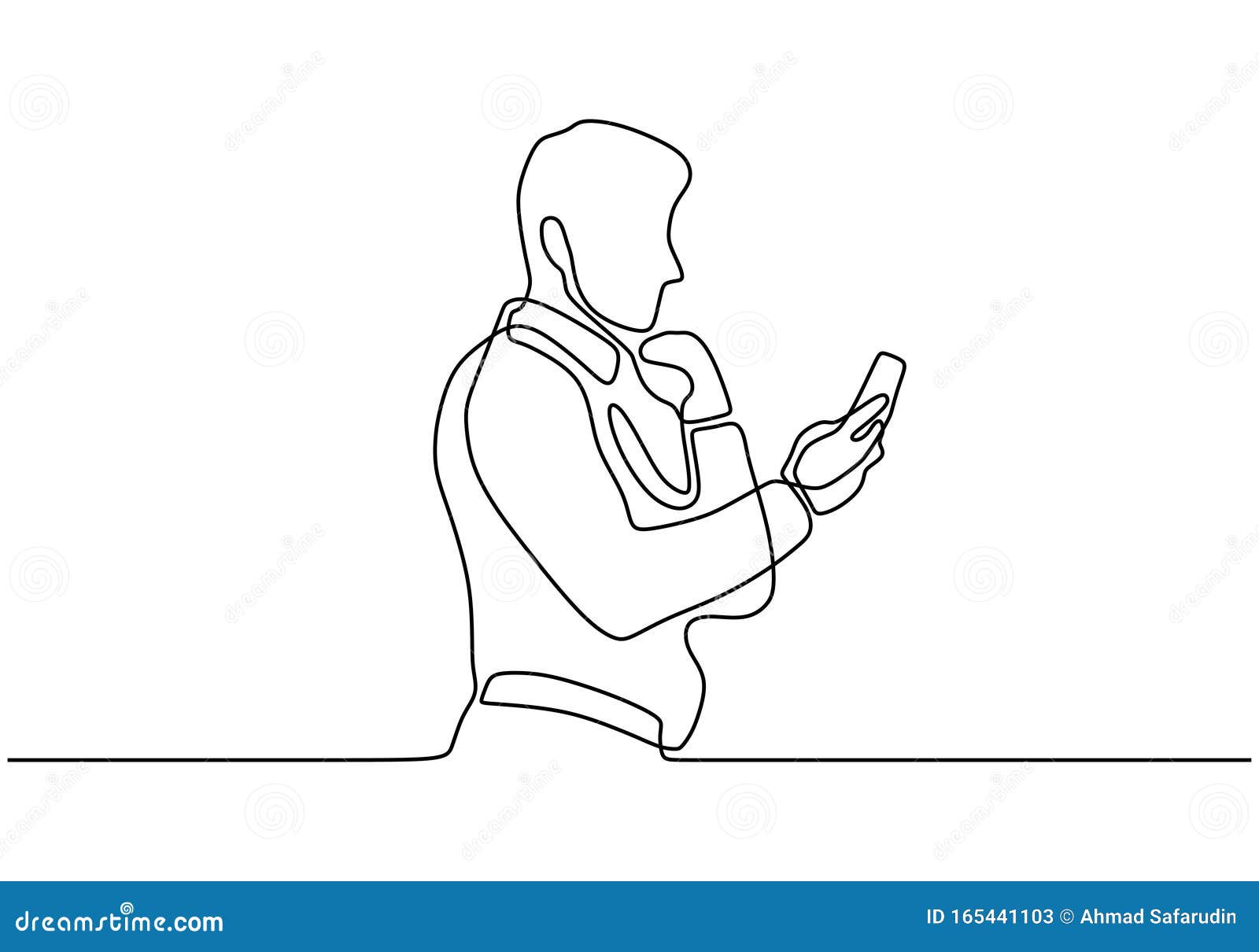 Continuous One Line Drawing of Businessman Talking and Check the Mobile ...
