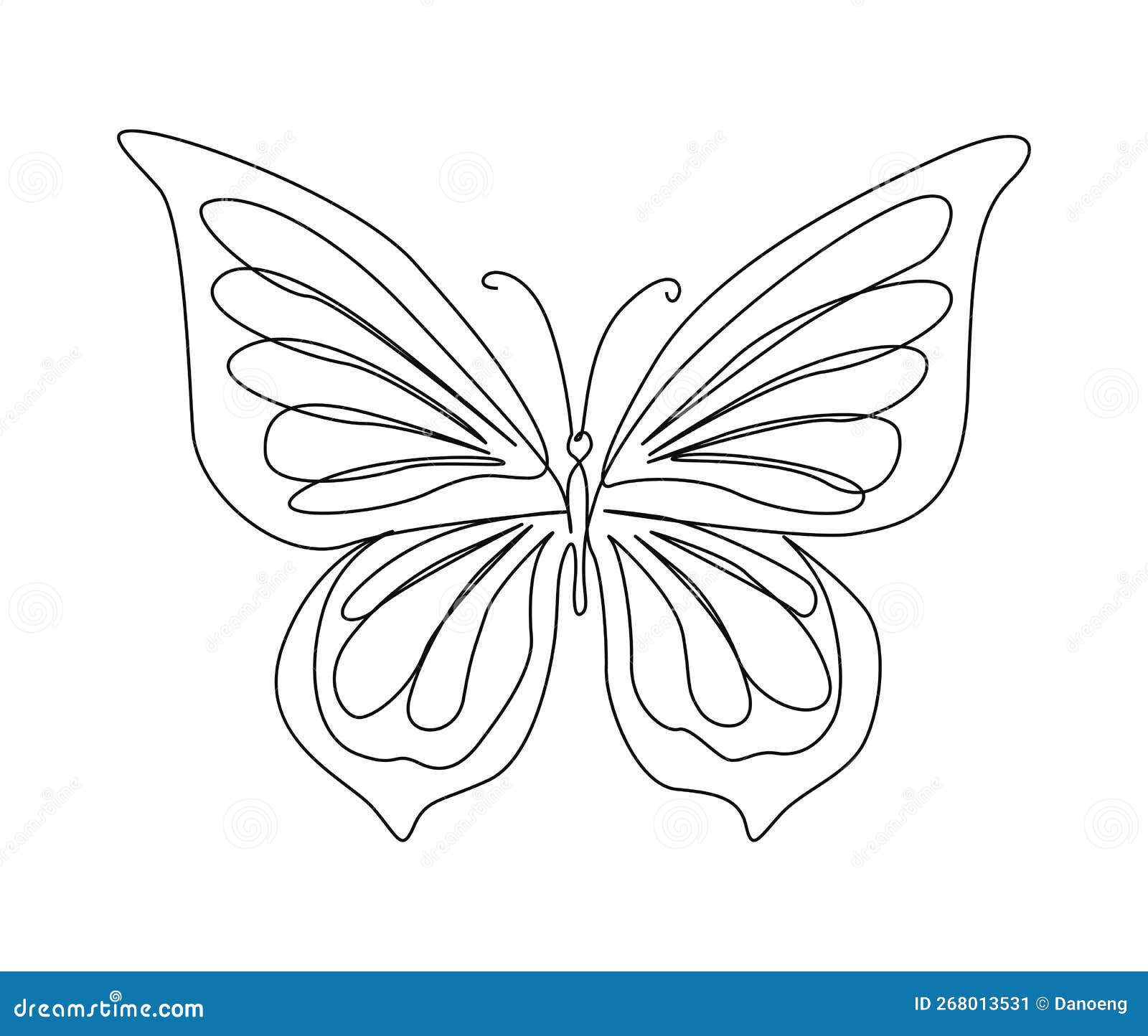 Continuous One Line Drawing of Butterfly. Simple Butterfly Line Art ...