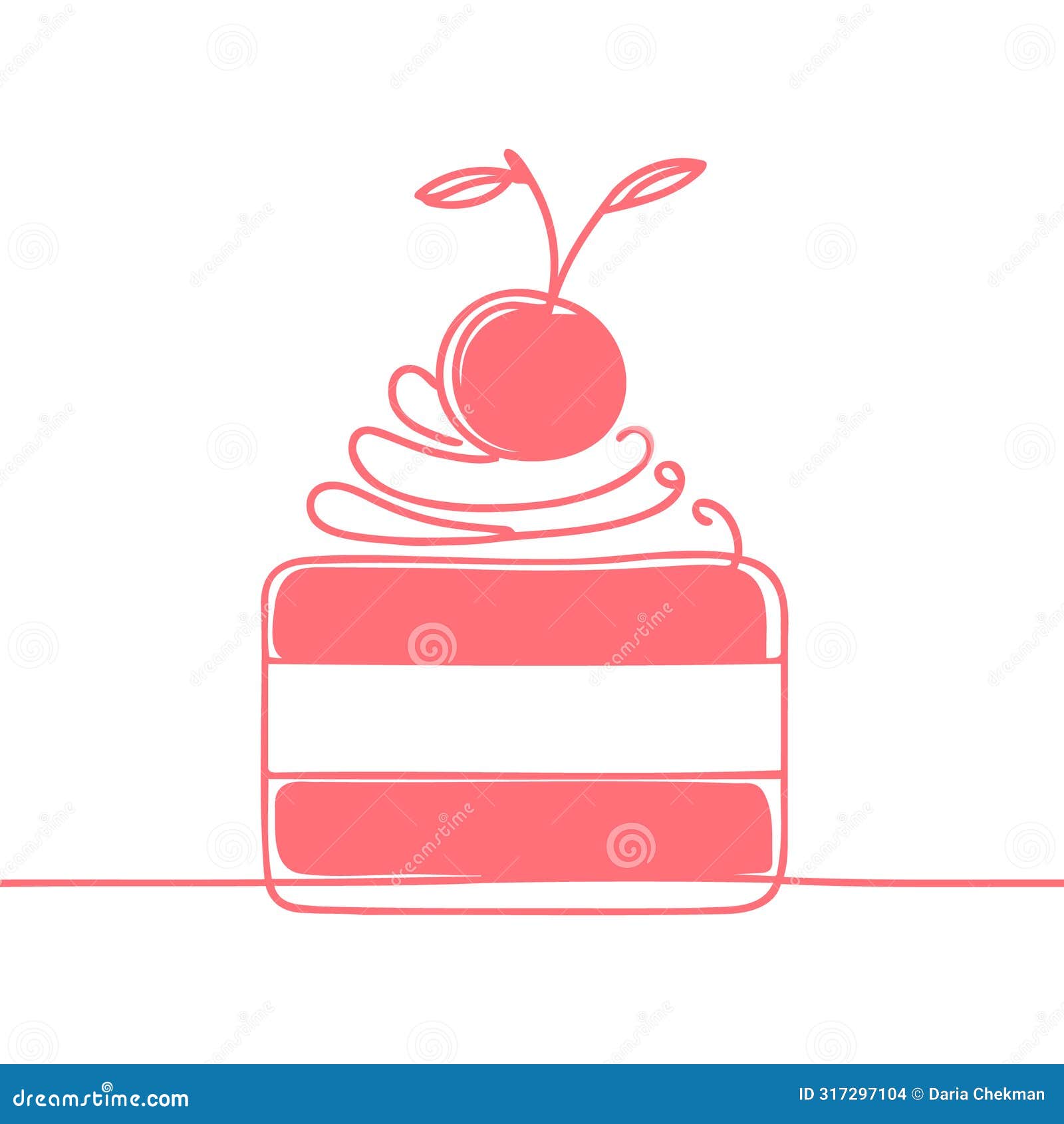 Continuous One Line Drawing of Cake. Concept for Cafe, Bakery ...