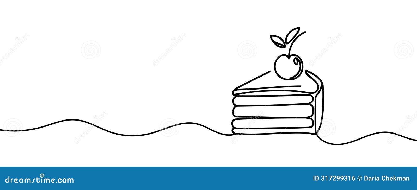 Continuous One Line Drawing of Cake. Concept for Cafe, Bakery ...