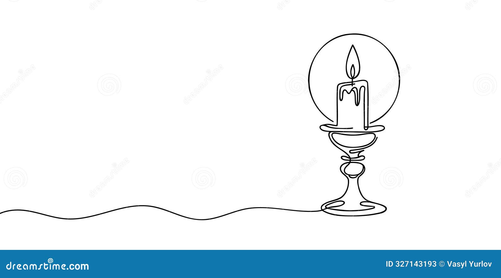 Continuous One Line Drawing of Candle in a Candlestick Stock ...