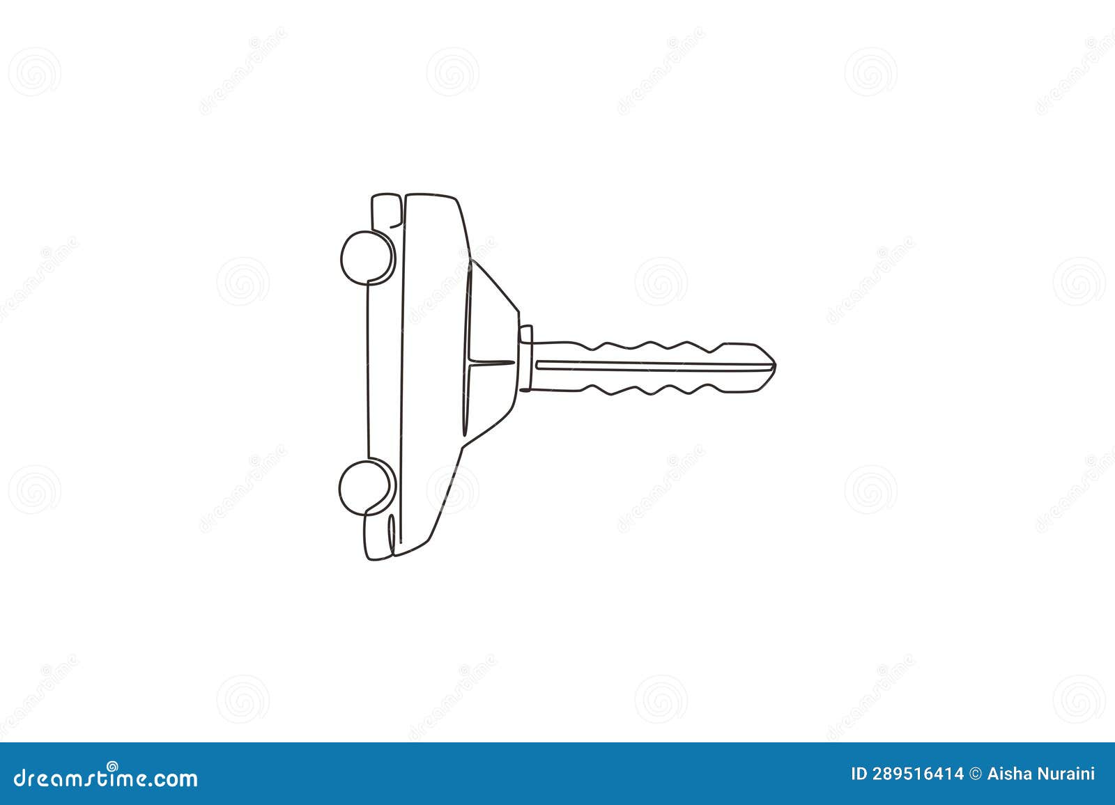 Continuous One Line Drawing Car Key with Car Shape. Keyring Car and ...