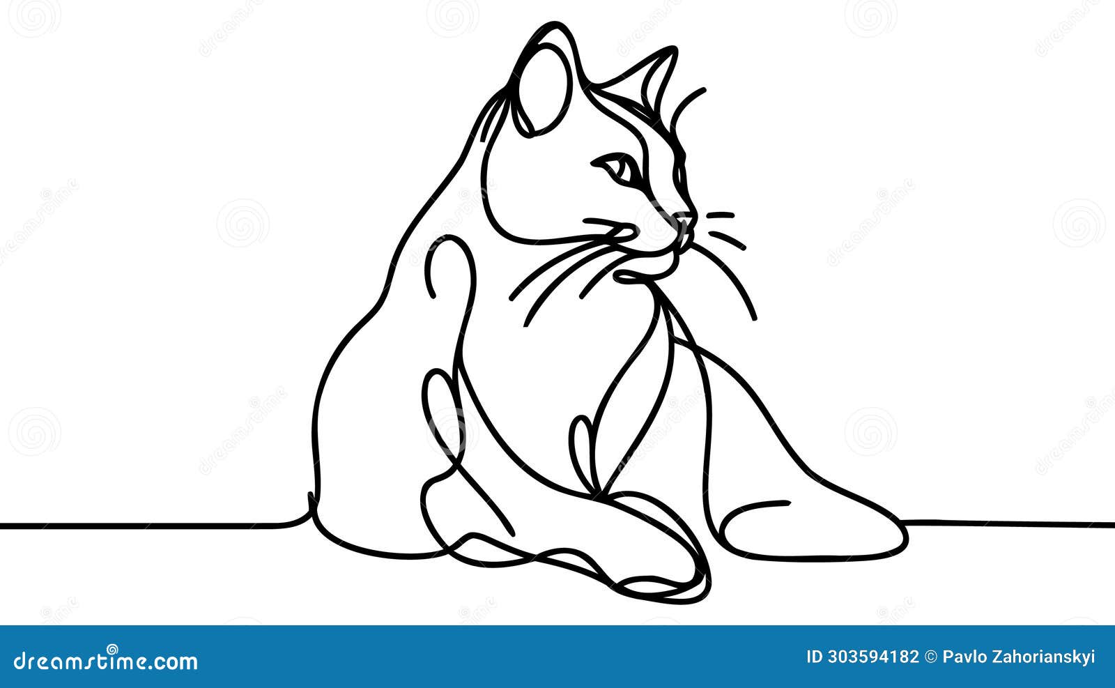 Continuous One Line Drawing of Cat- Kitten. Cute Cat Single Line Art ...