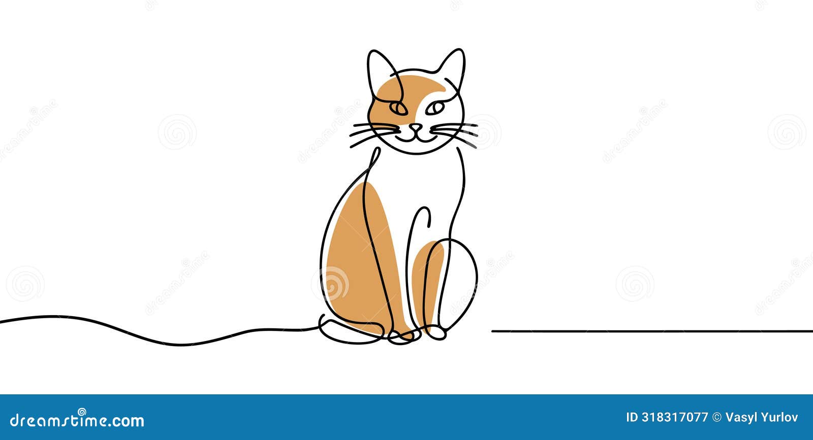 Continuous One Line Drawing of Cat- Kitten. Cute Cat Single Line Art ...