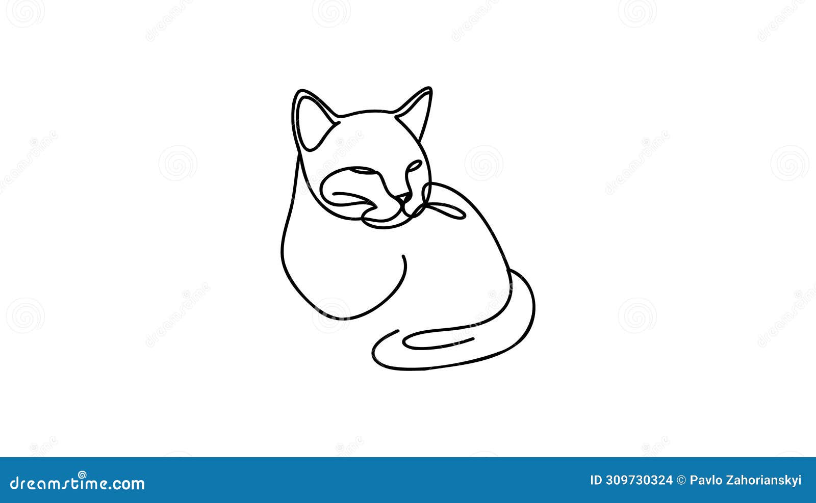 Continuous One Line Drawing of Cat on White Background Stock Vector ...