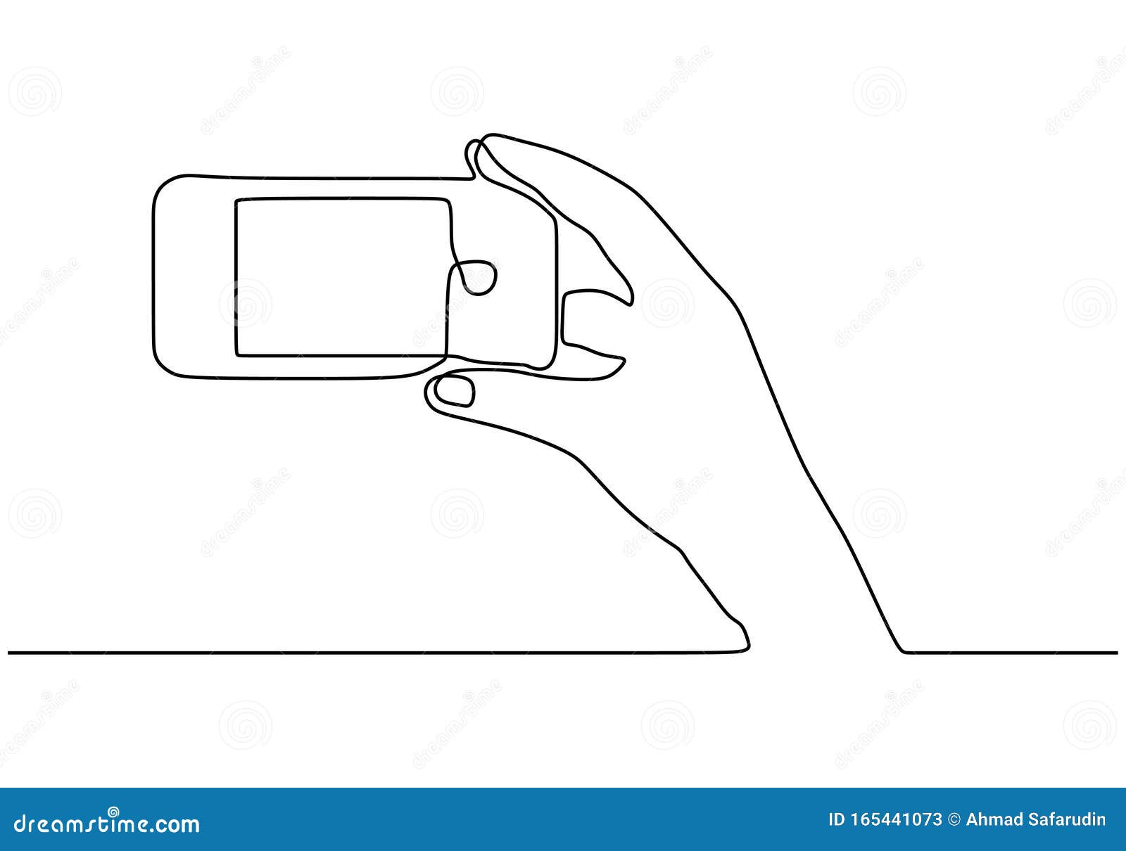Continuous One Line Drawing Cell Phone in His Hand Vector. Mobilephone ...