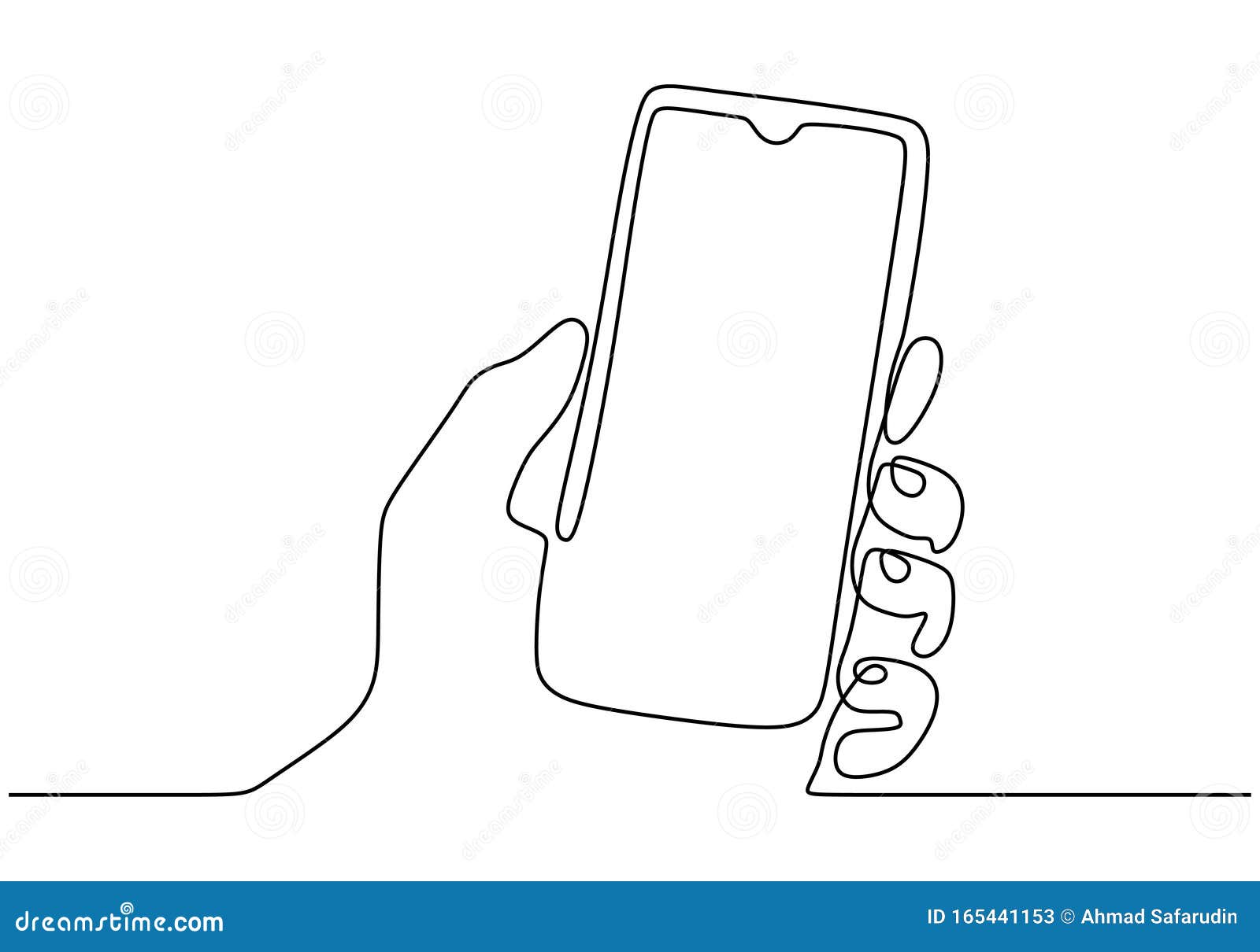Continuous One Line Drawing Cell Phone in His Hand Vector. Mobilephone ...
