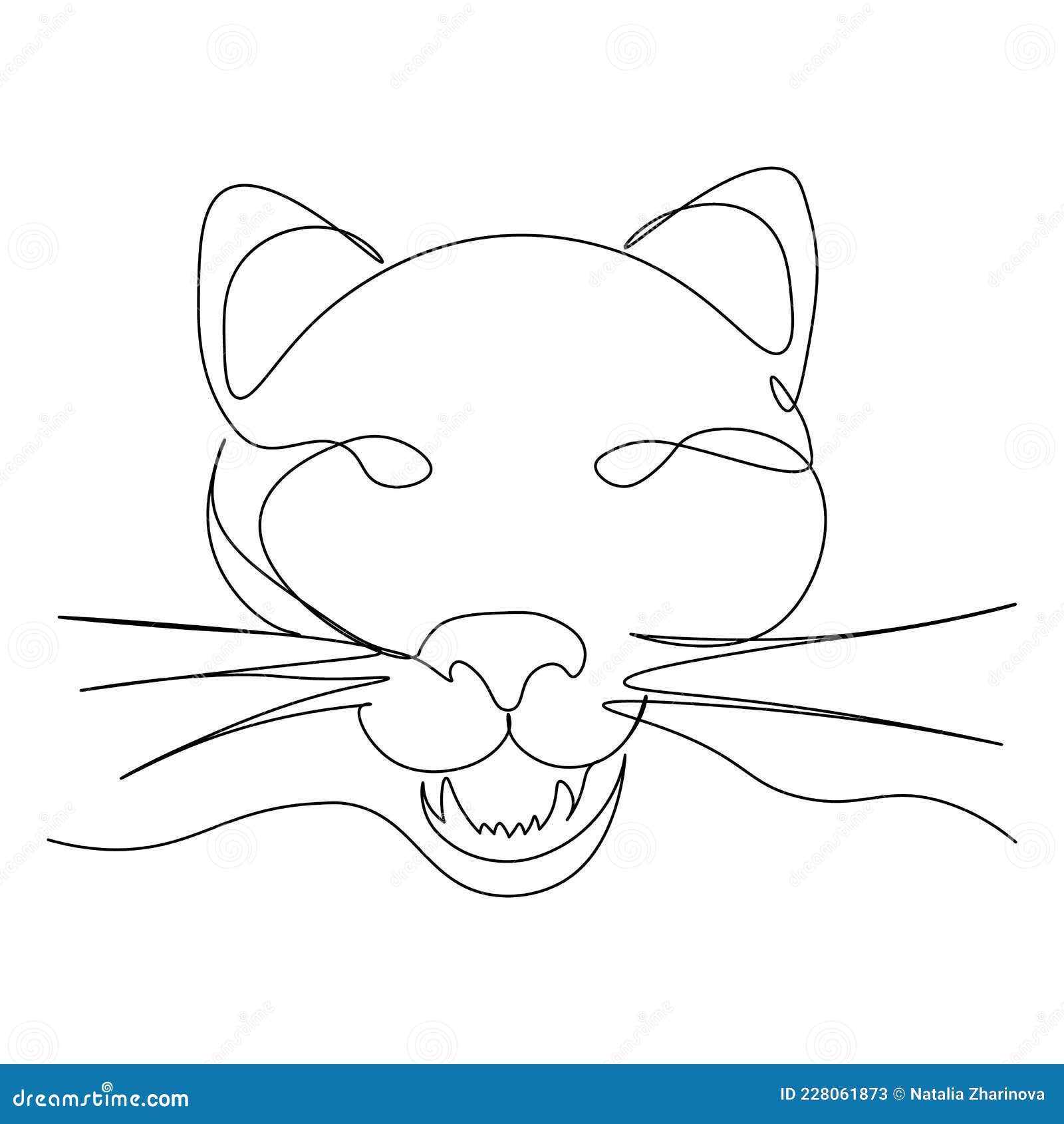 Continuous One Line Drawing of a Cheetah`s Face. Vector Illustration ...