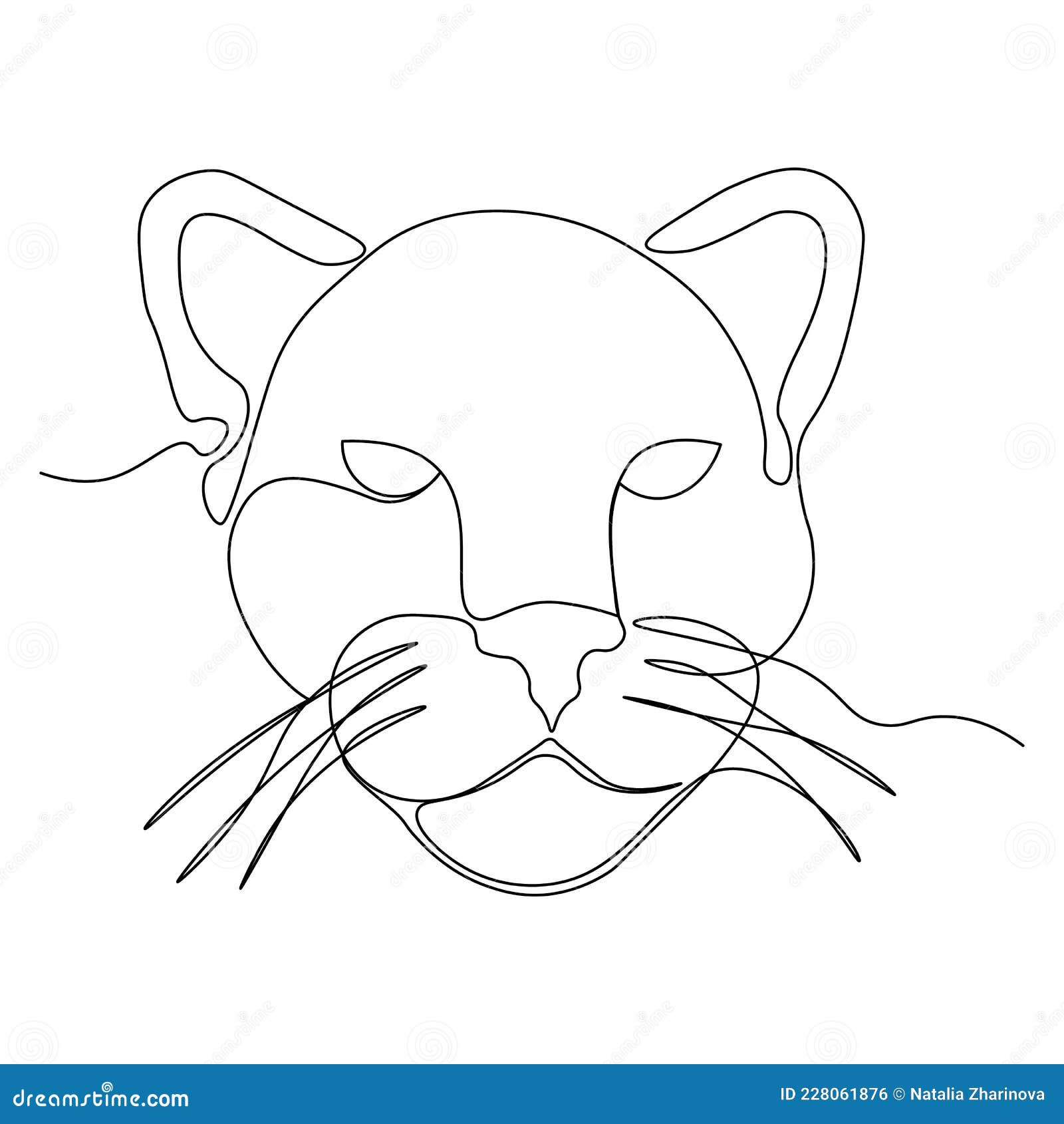 Continuous One Line Drawing of a Cheetah`s Face. Vector Illustration ...