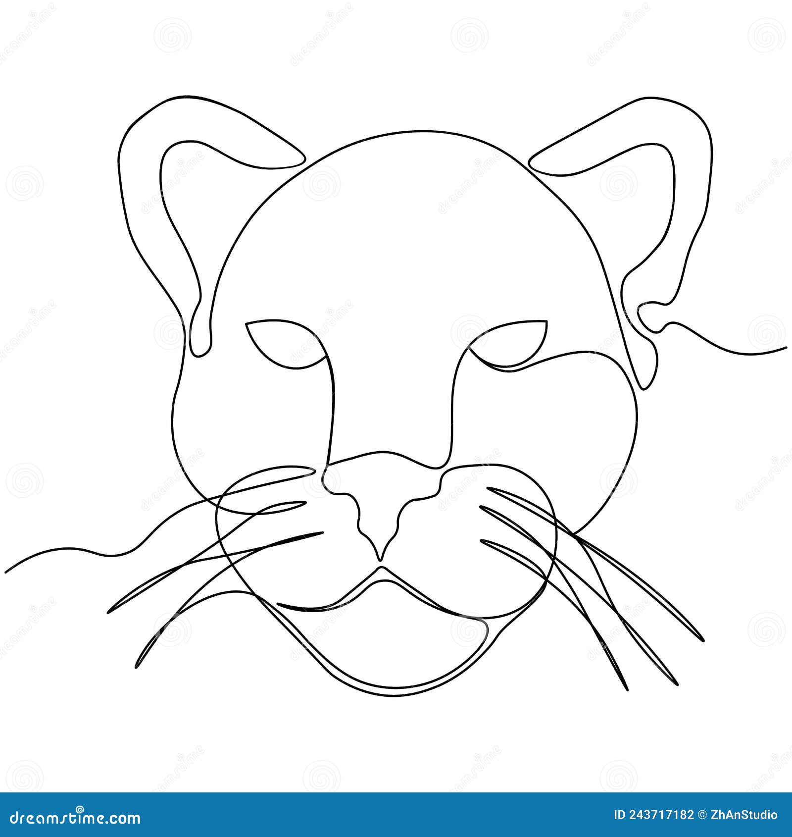 Continuous One Line Drawing of a Cheetah`s Face. Vector Illustration ...