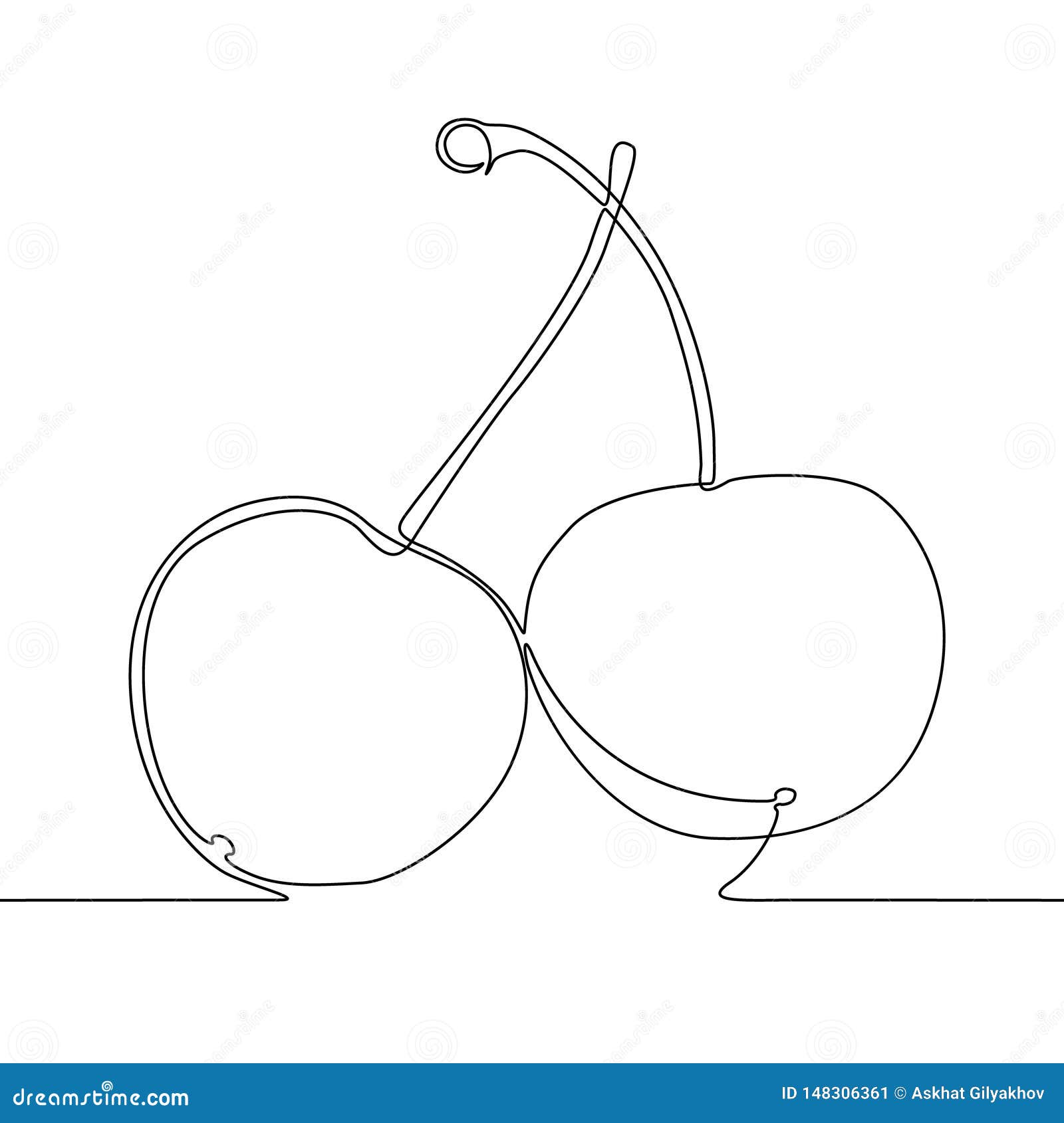 Continuous One Line Drawing Cherry, Berry. Vector Illustration Stock ...