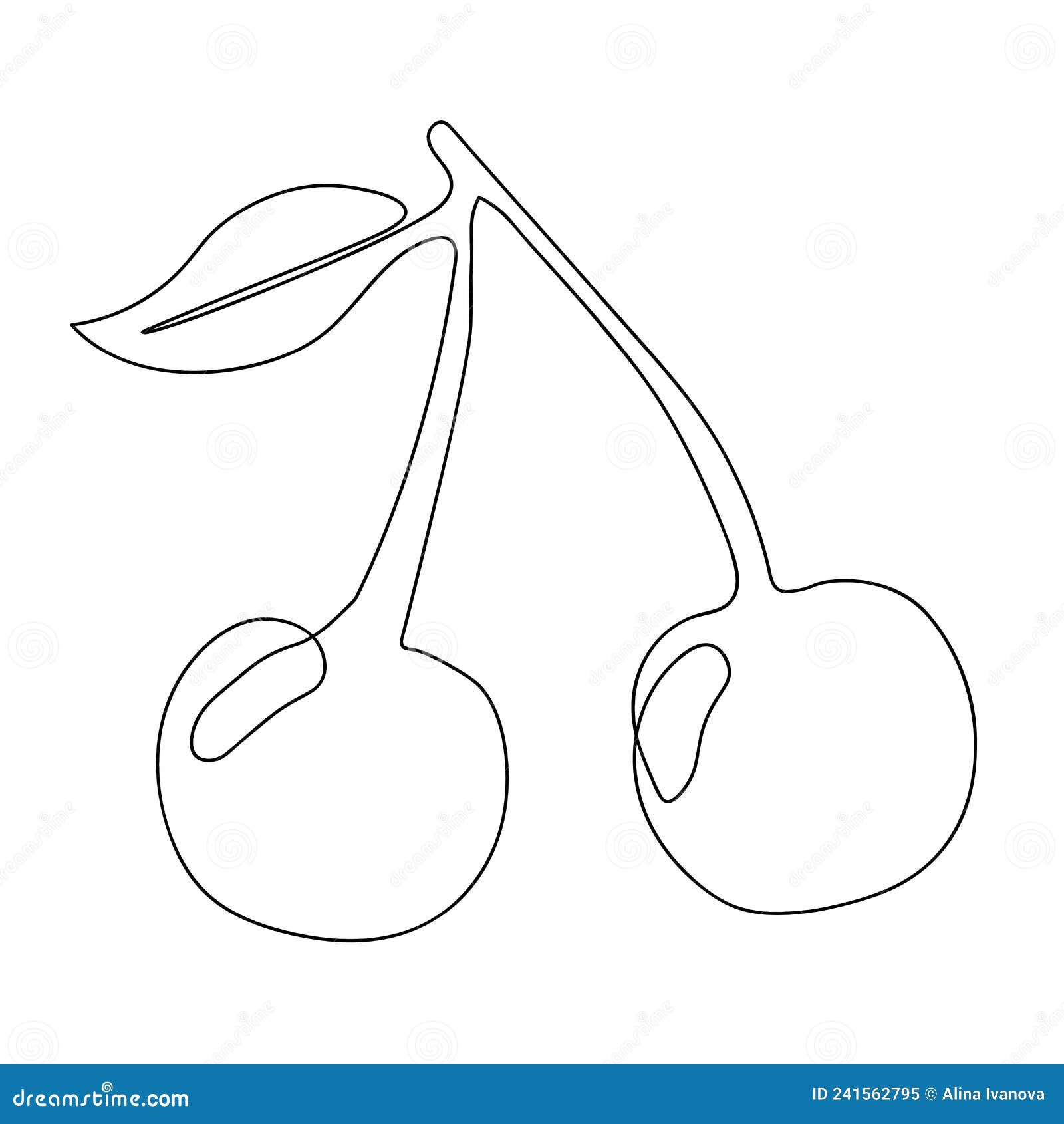 Continuous One Line Drawing Cherry. Vector Illustration Stock Vector ...