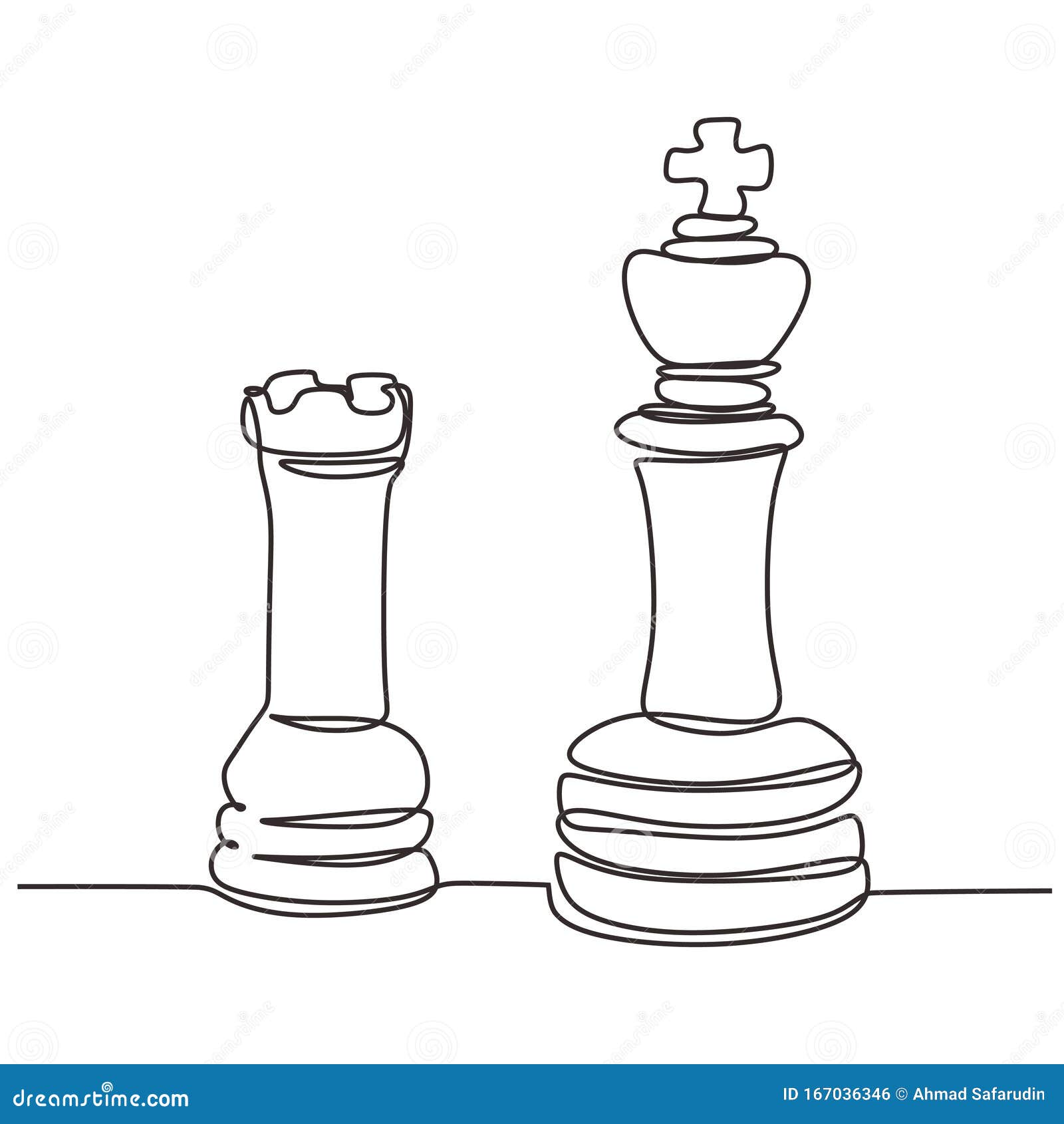 Continuous One Line Drawing of Chess King and Rook Stock Vector ...