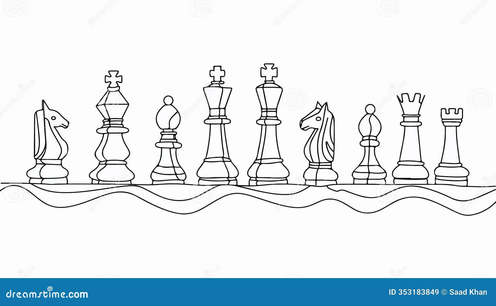 Elegant Continuous Chess Piece Line Drawing for Professional ...