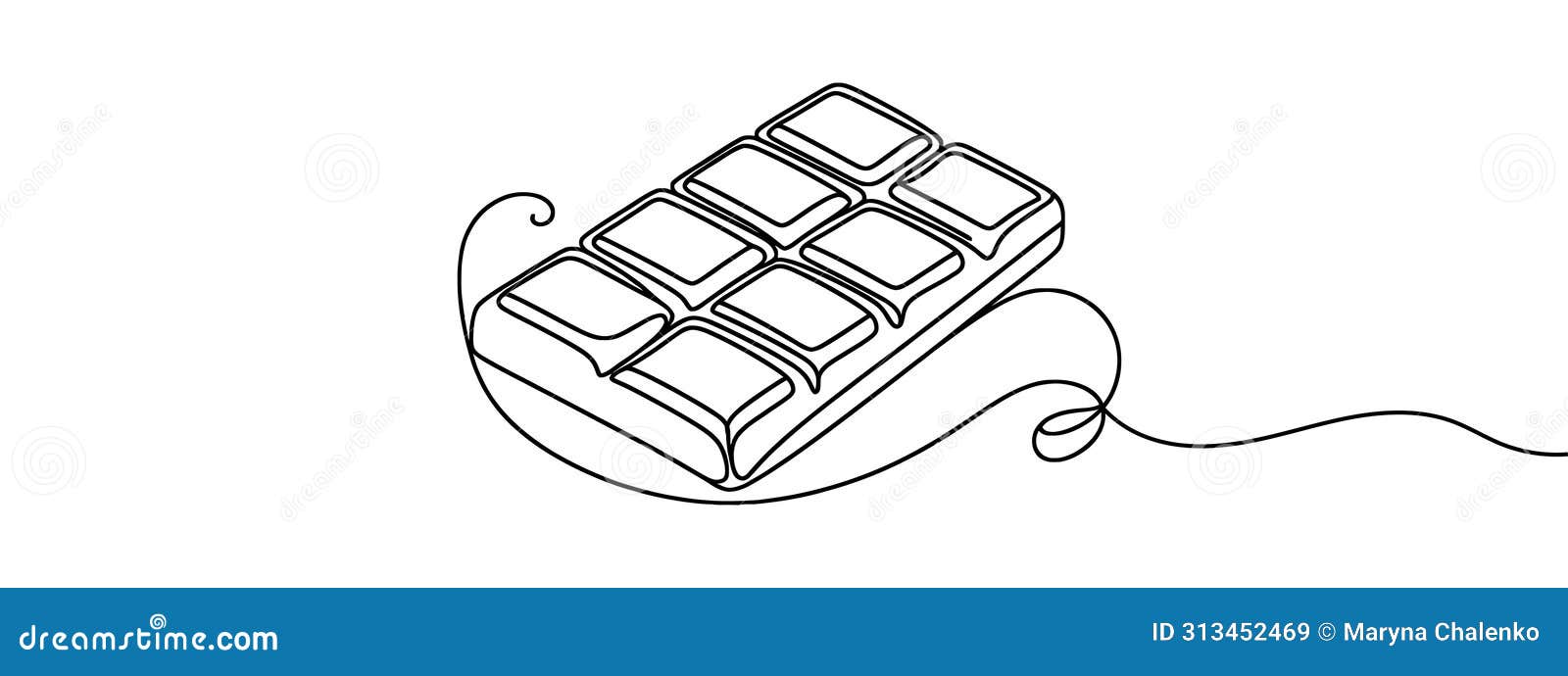 Continuous One Line Drawing of Chocolate Bar in Silhouette on a White ...