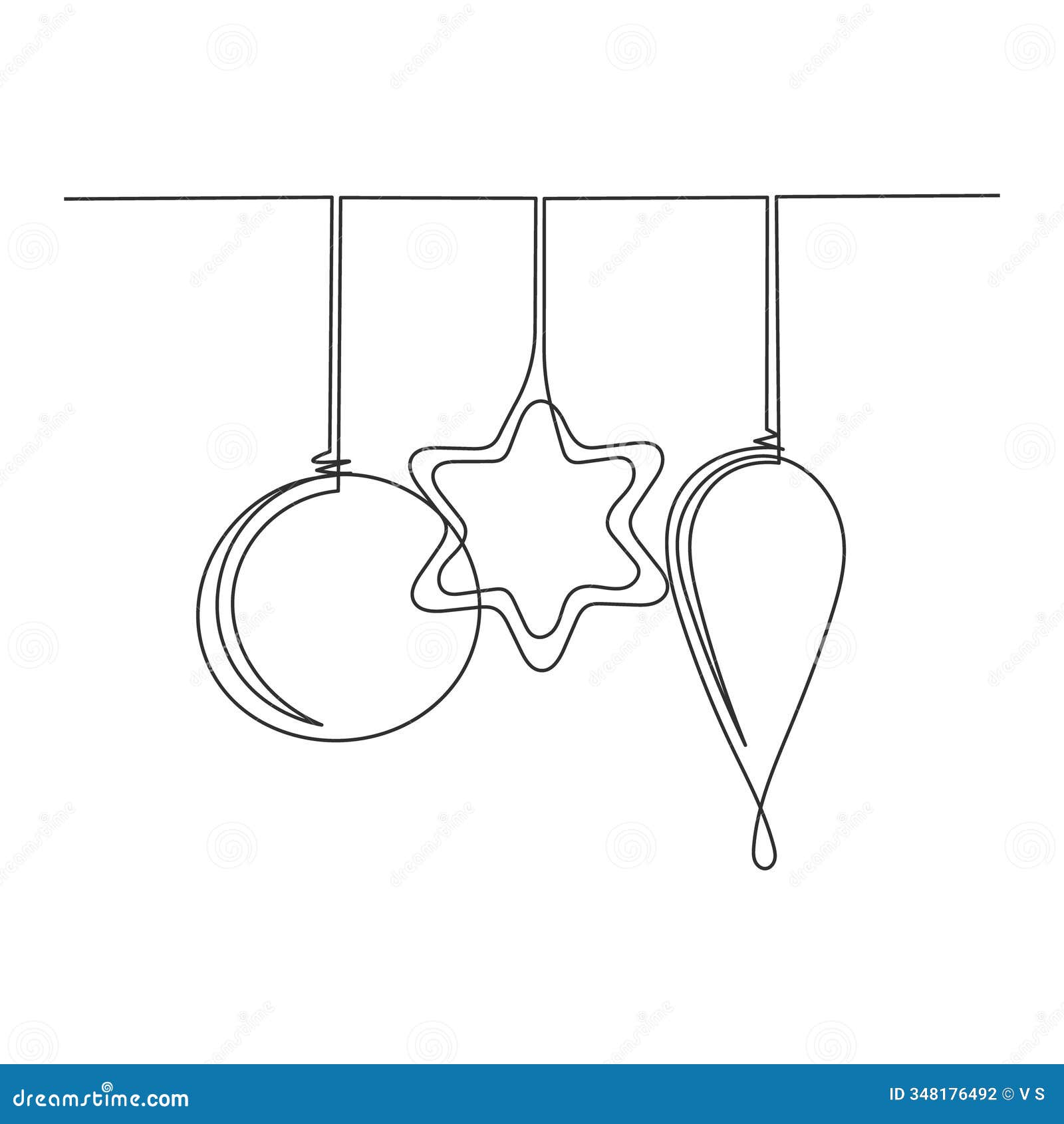 Continuous One Line Drawing of Christmas Tree Decorations. Holiday ... Continuous One Line Drawing of Christmas Tree Decorations. Holiday ...