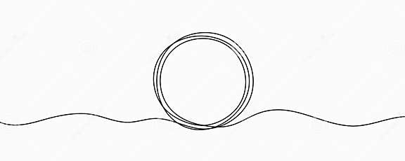 Continuous One Line Drawing of a Circle. Outline of a Round Frame on a ...