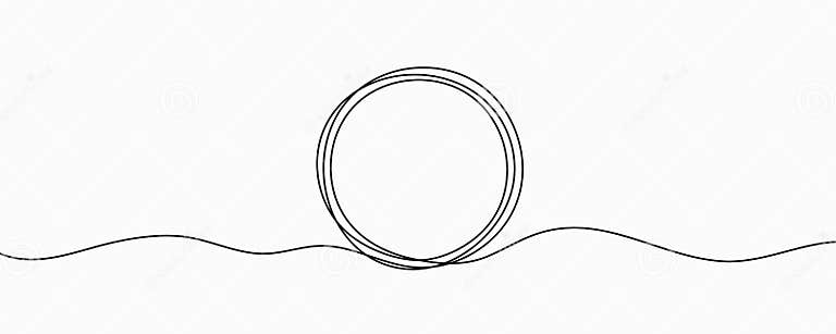 Continuous One Line Drawing of a Circle. Outline of a Round Frame on a ...