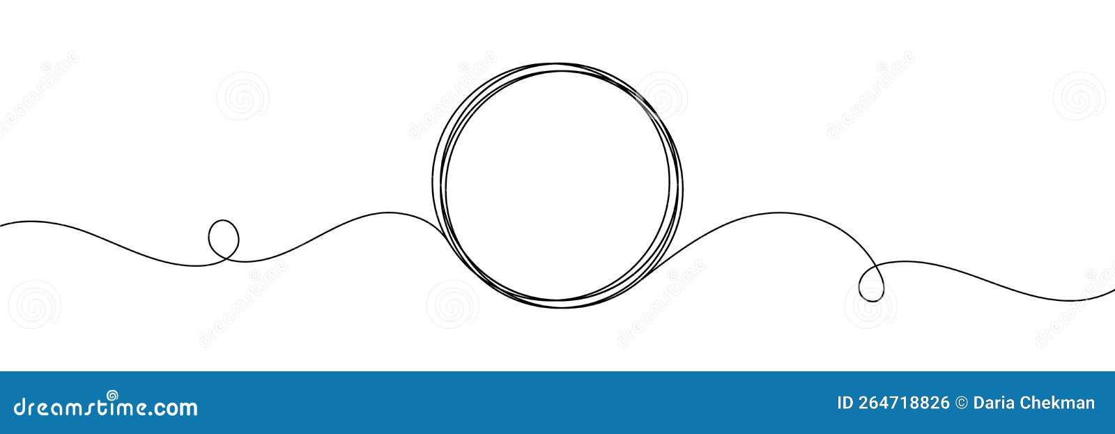 Continuous One Line Drawing of a Circle. Outline of a Round Frame on a ...