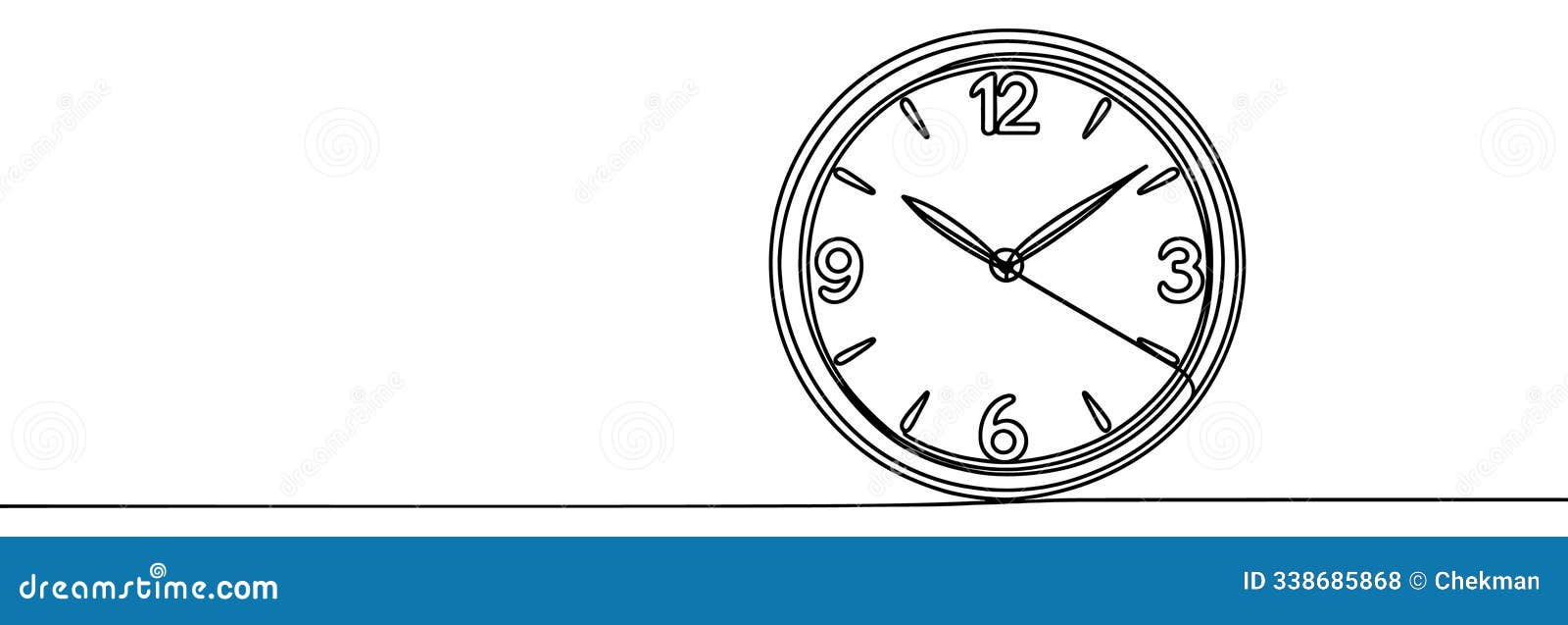 Continuous One Line Drawing of Clock. Clock Linear Icon Stock Vector ...