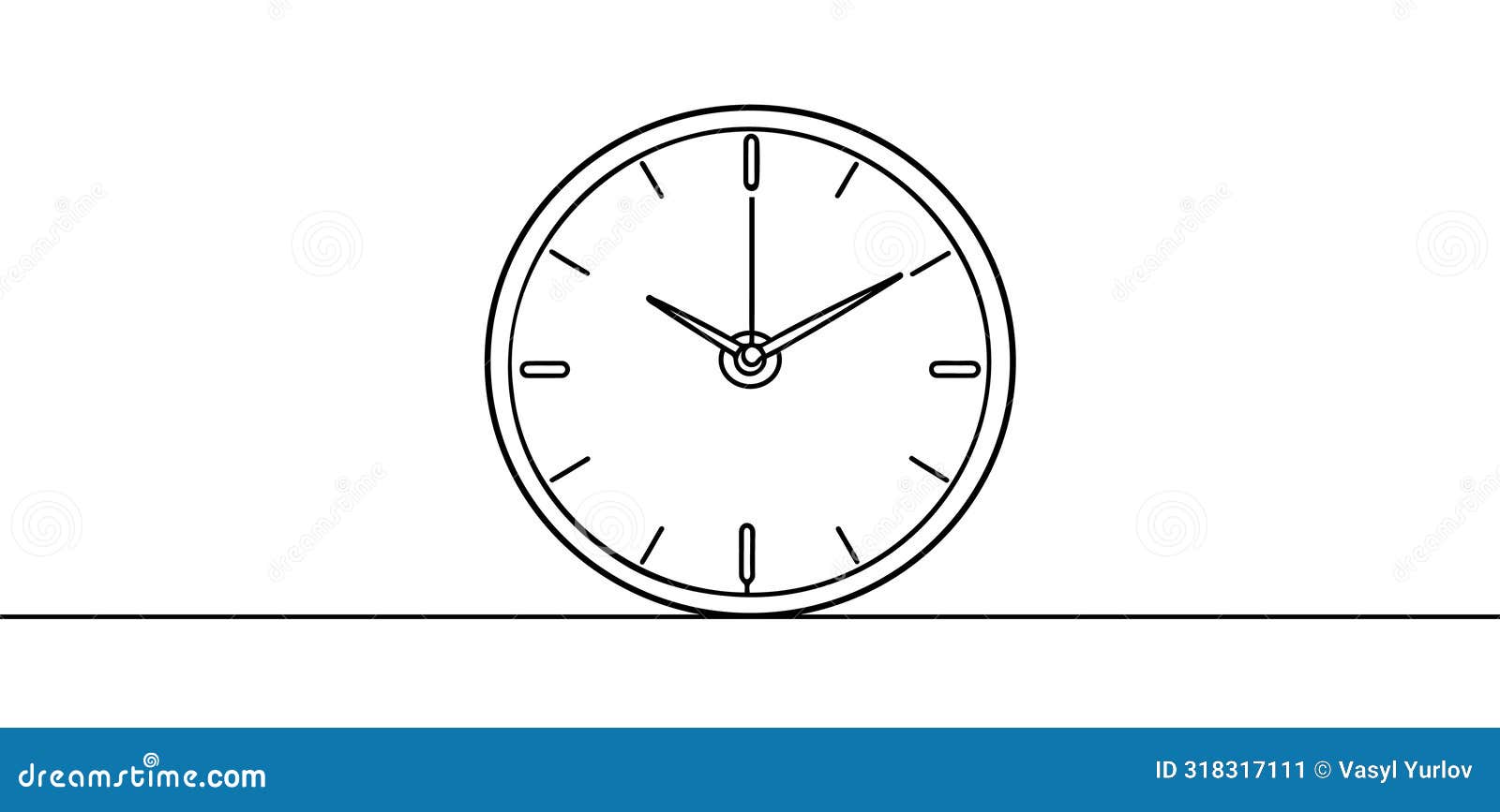 Continuous One Line Drawing Clock Icon with Doodle Hand Drawn Style on ...