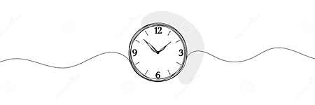 Continuous One Line Drawing Clock Icon with Doodle Handdrawn Style ...