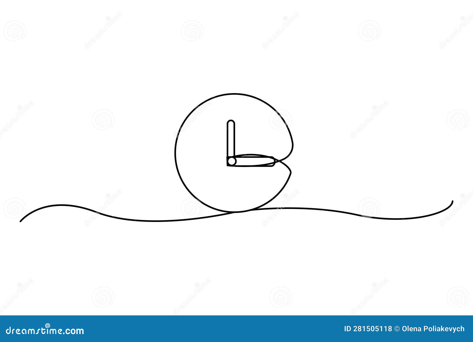 Continuous One Line Drawing Clock Icon. Vector Illustration. Stock ...