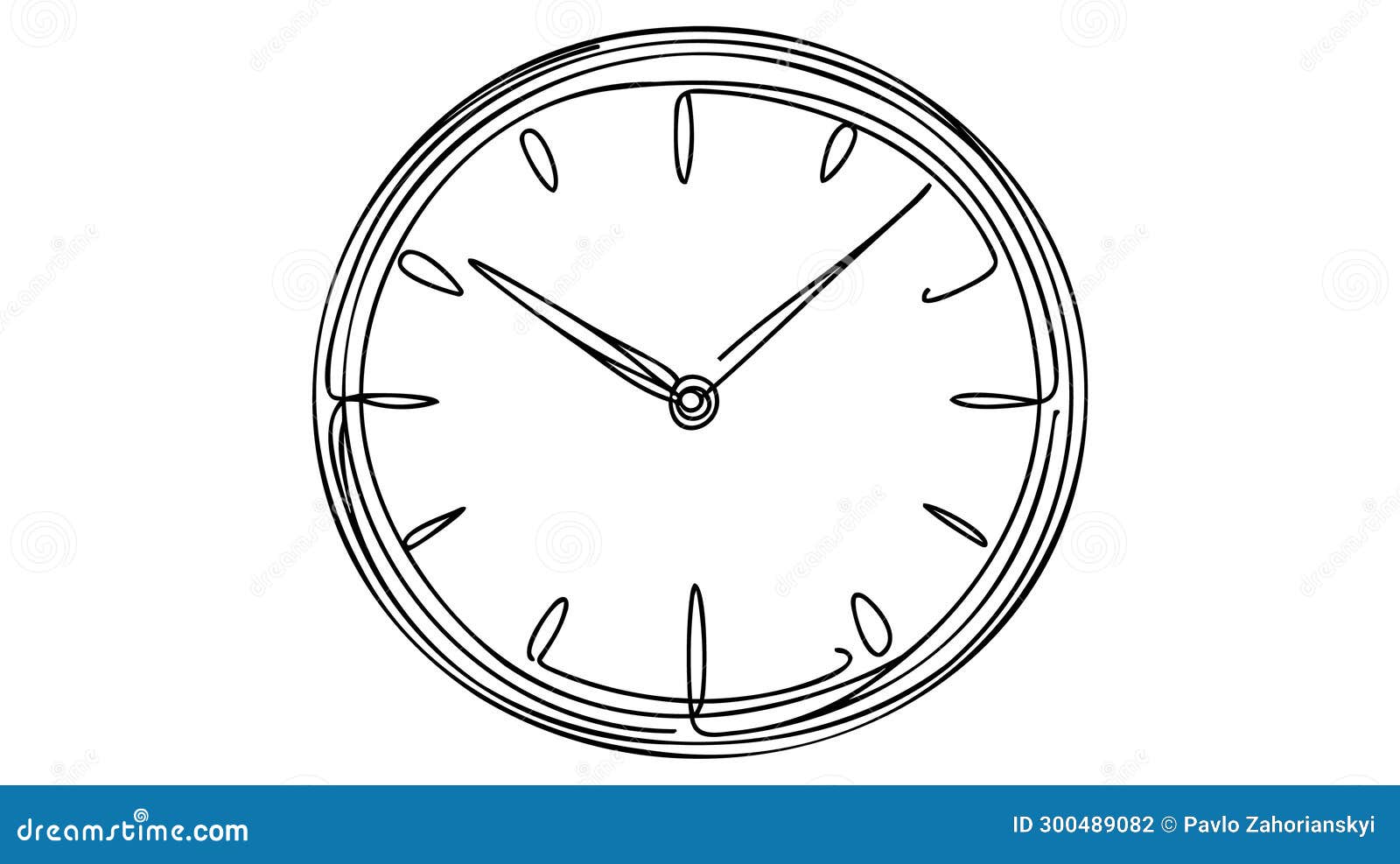 Continuous One Line Drawing Clock Icon on White Background. Vector ...