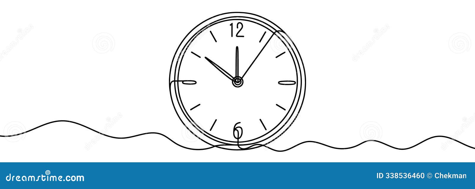 Continuous One Line Drawing of Clock. Clock Linear Icon Stock Vector ...