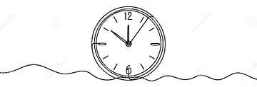 Continuous One Line Drawing of Clock. Clock Linear Icon Stock Vector ...