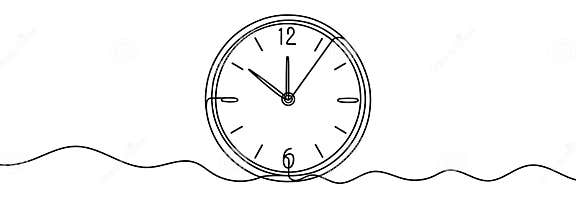 Continuous One Line Drawing of Clock. Clock Linear Icon Stock Vector ...