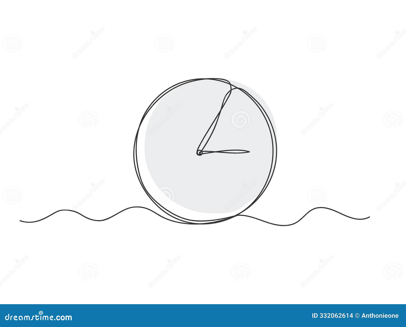 Continuous One Line Drawing Clock Timer Isolated Vector Illustration ...