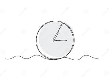 Continuous One Line Drawing Clock Timer Isolated Vector Illustration ...