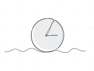 Continuous One Line Drawing Clock Timer Isolated Vector Illustration ...