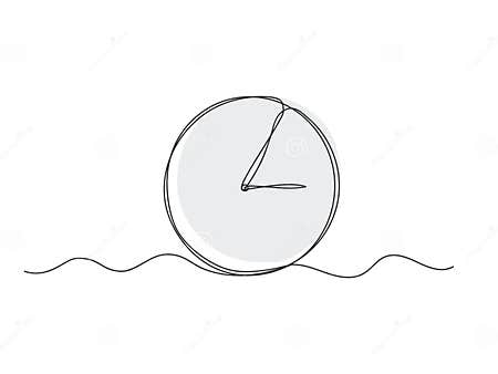 Continuous One Line Drawing Clock Timer Isolated Vector Illustration ...