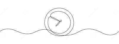 A Continuous One Line Drawing of a Clock. Vector Illustration Handdrawn ...