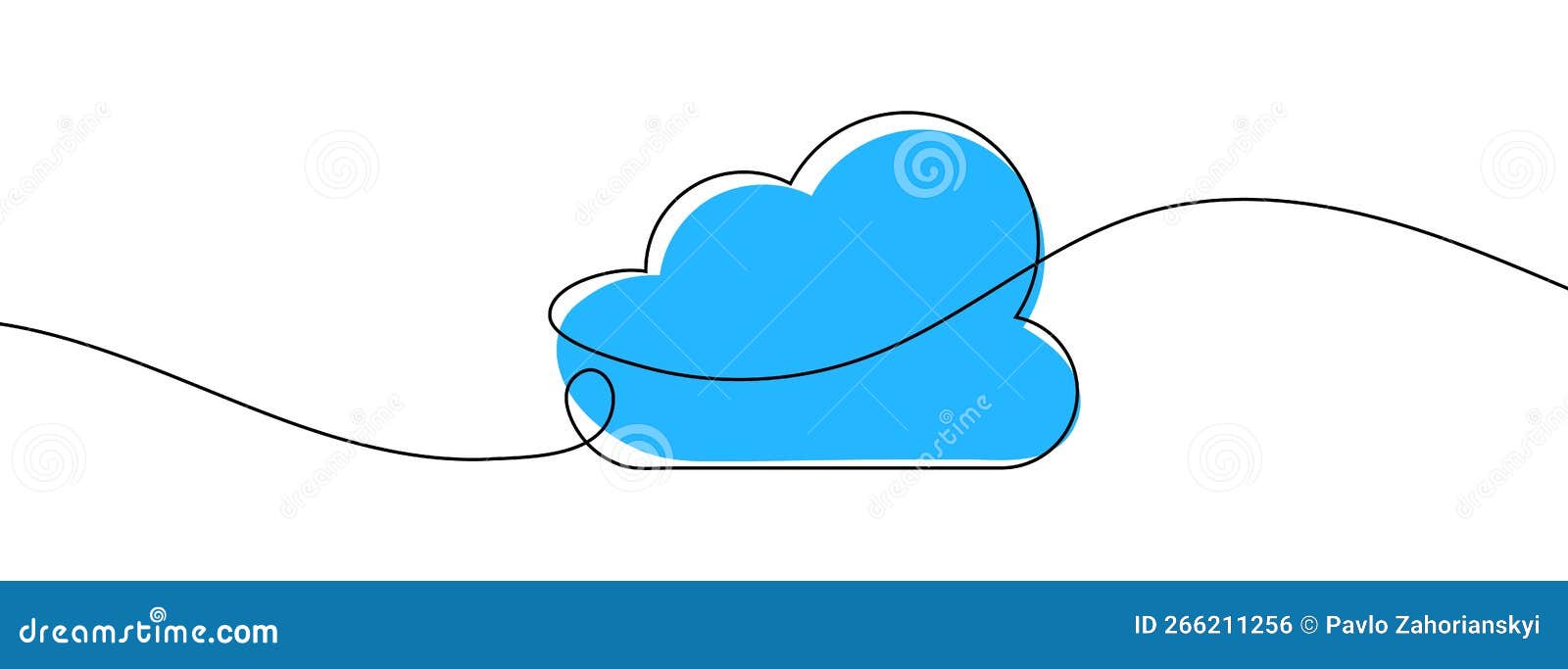 Continuous One Line Drawing. Cloud on White Background Stock Vector ...