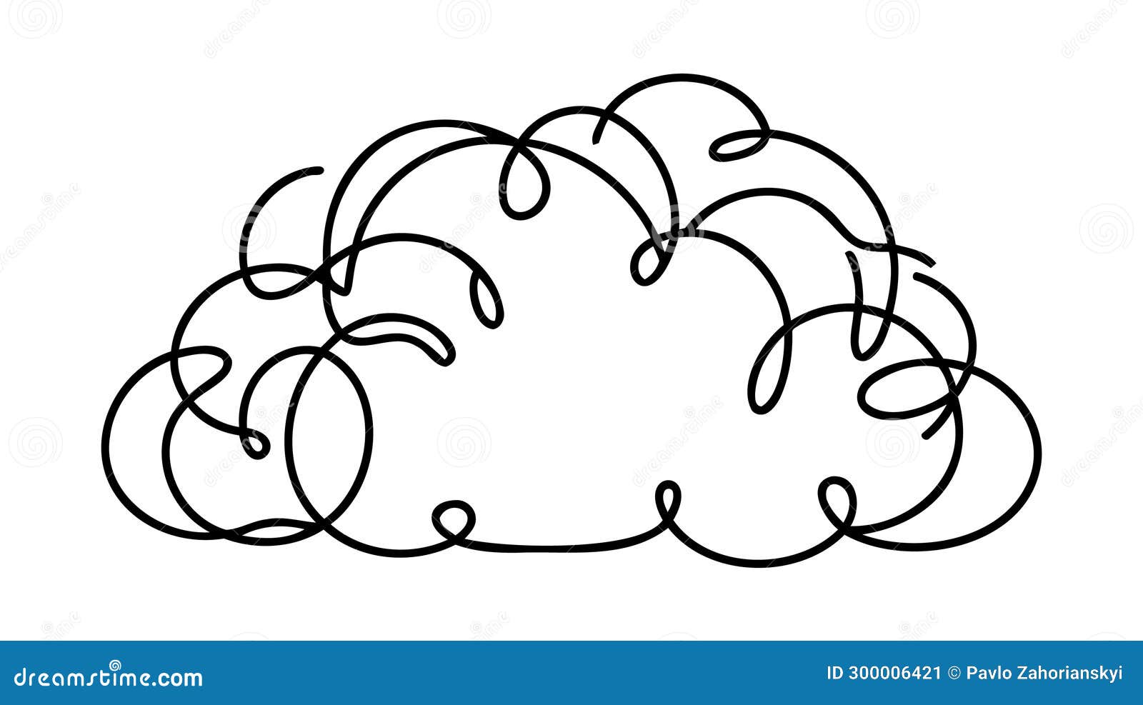 Continuous One Line Drawing. Cloud on White Background. Vector ...