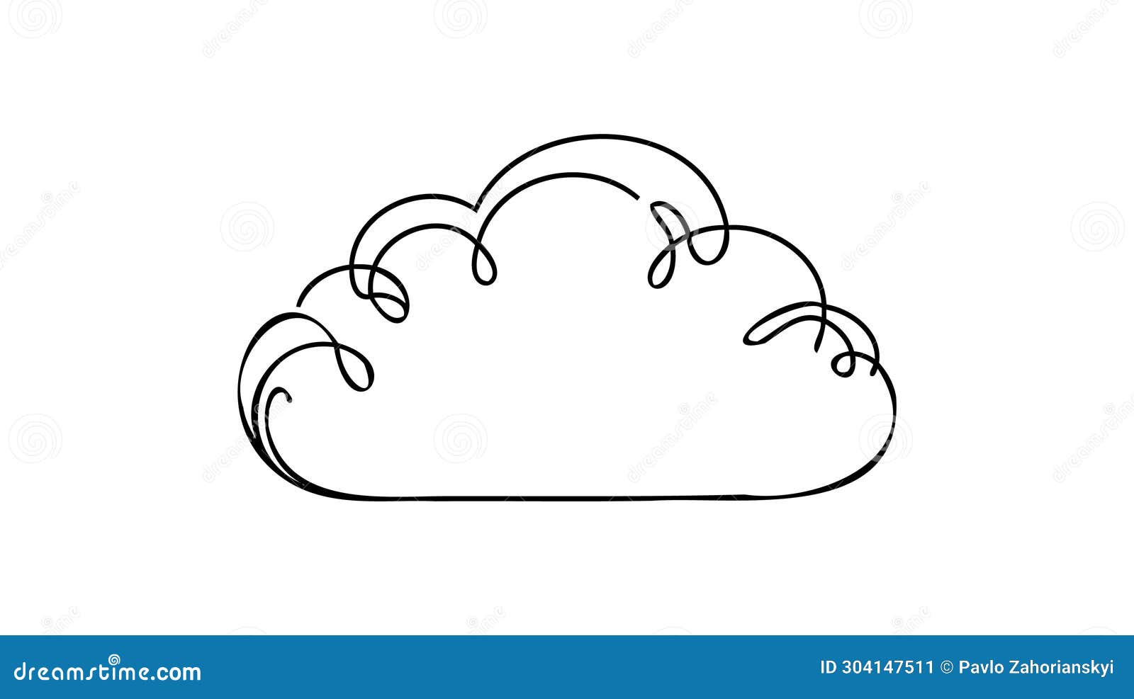 Continuous One Line Drawing. Cloud on White Background Stock ...