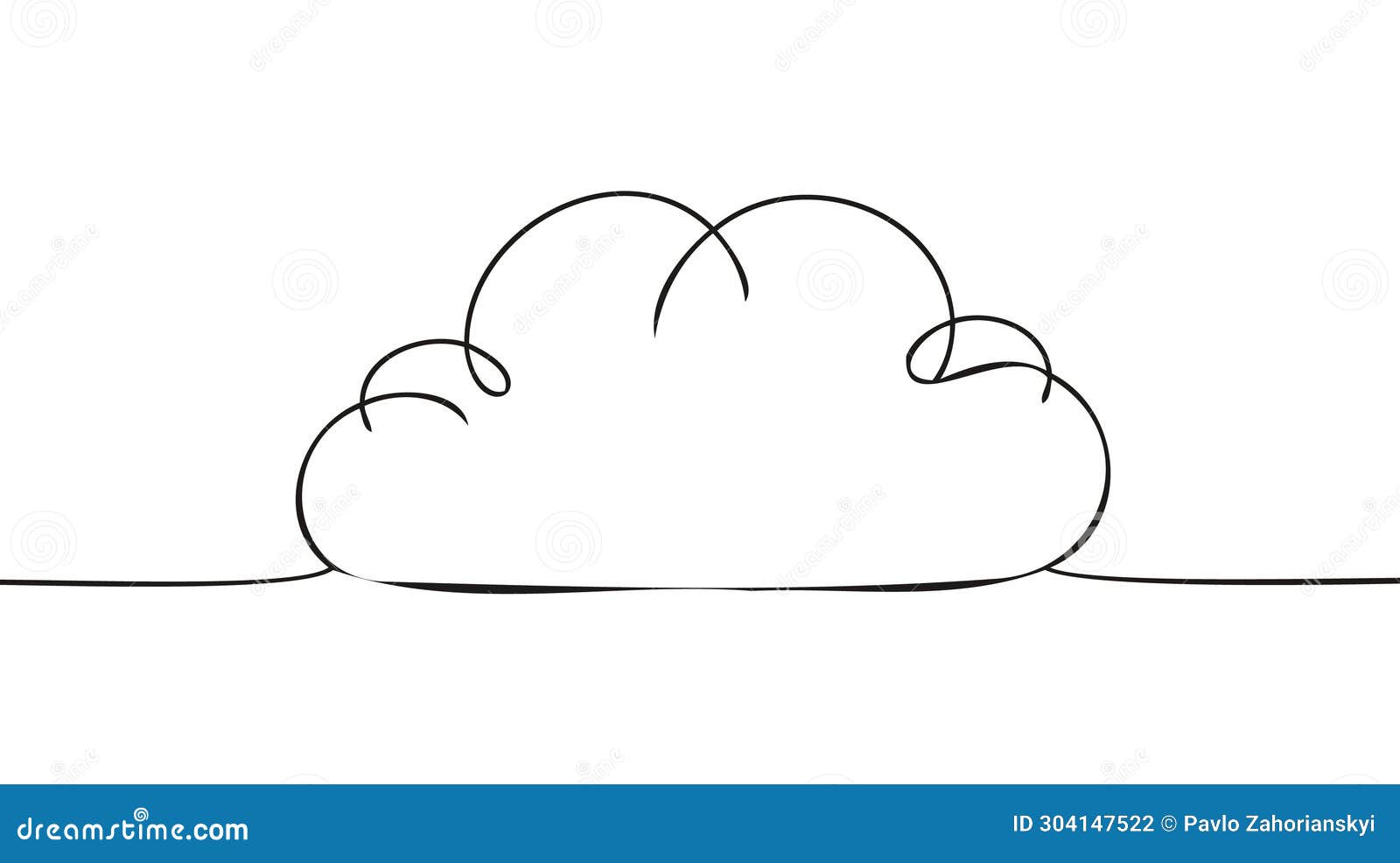 Continuous One Line Drawing. Cloud on White Background Stock ...