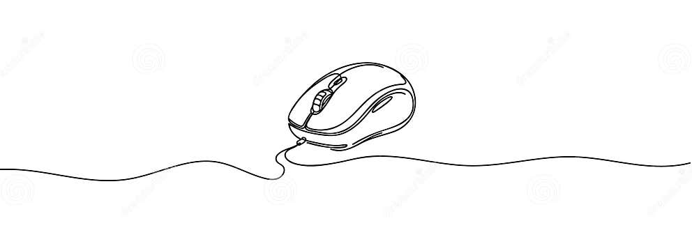 Continuous One Line Drawing of Computer Mouse Icon. Minimalism Drawing ...