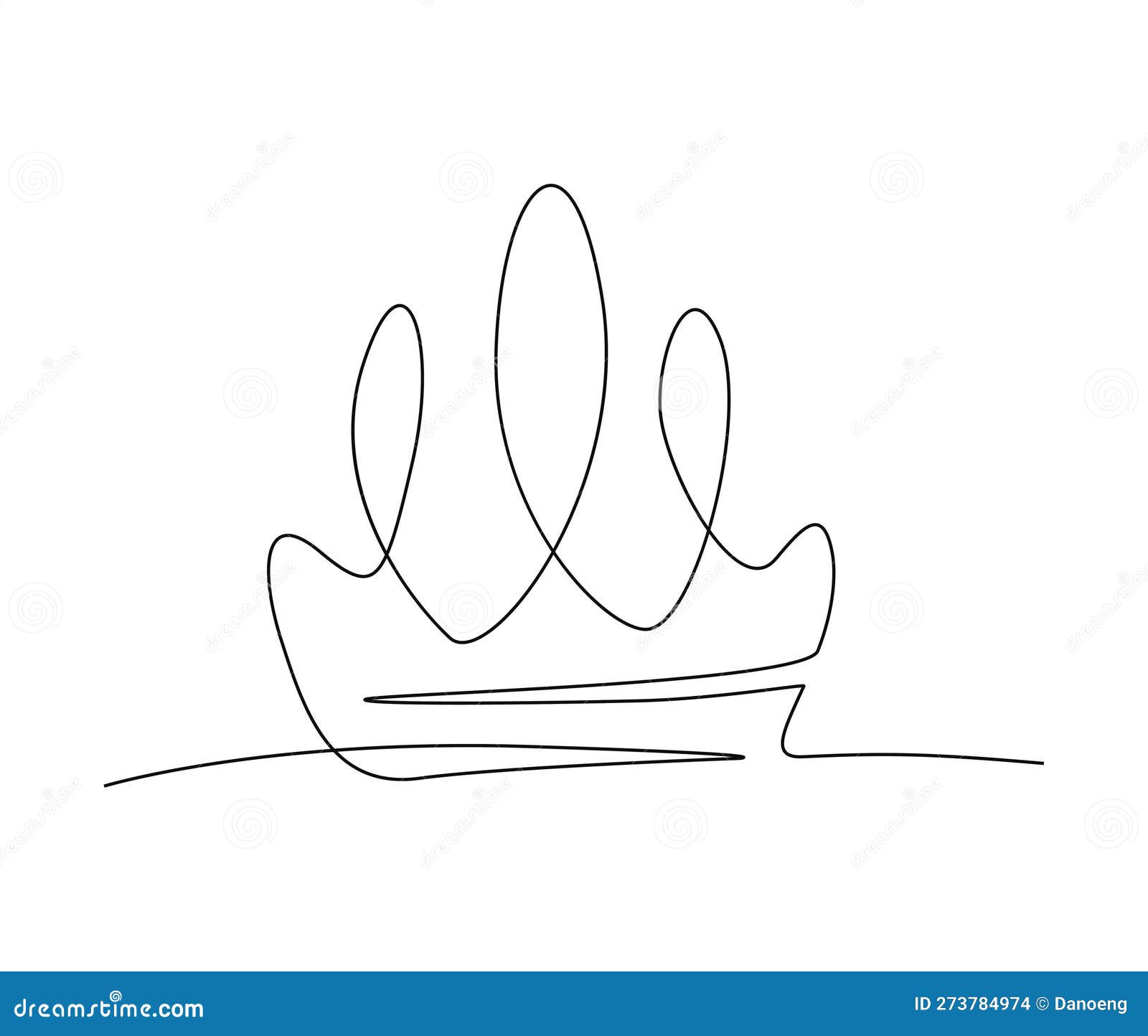 Continuous One Line Drawing of Crown. Simple Tiara Outline Design Stock ...