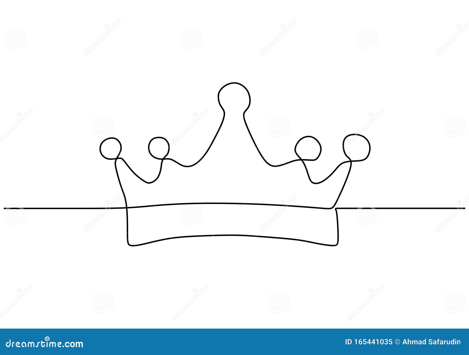 Continuous One Line Drawing Of Crown Symbol Of King And Majesty Cartoon ...