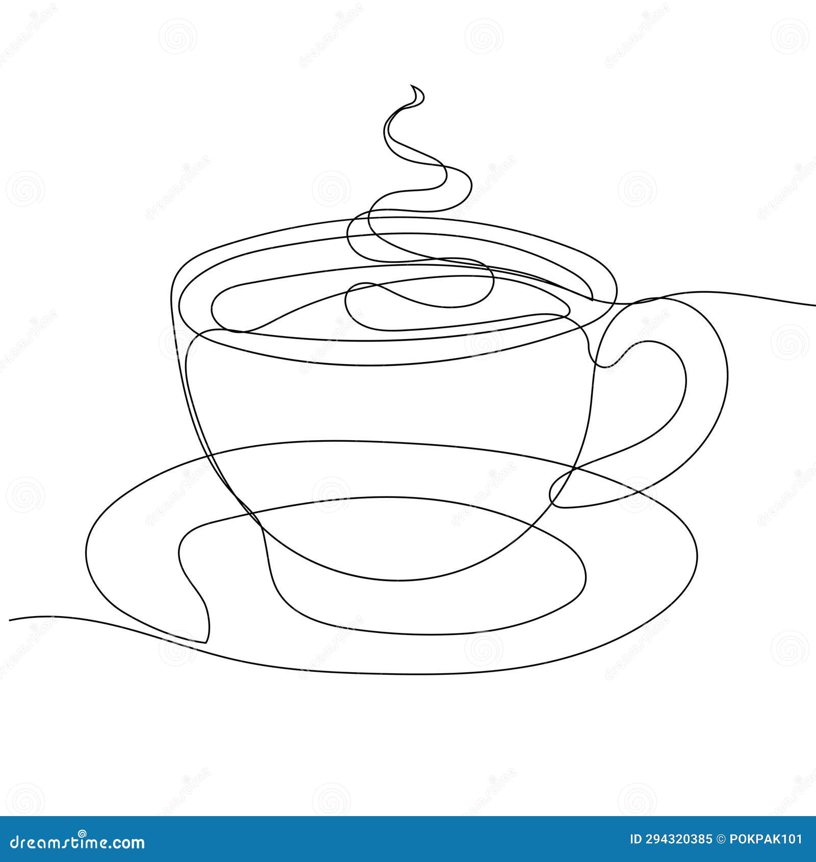 A Continuous One Line Drawing of Cup with Coffee Stock Vector ...