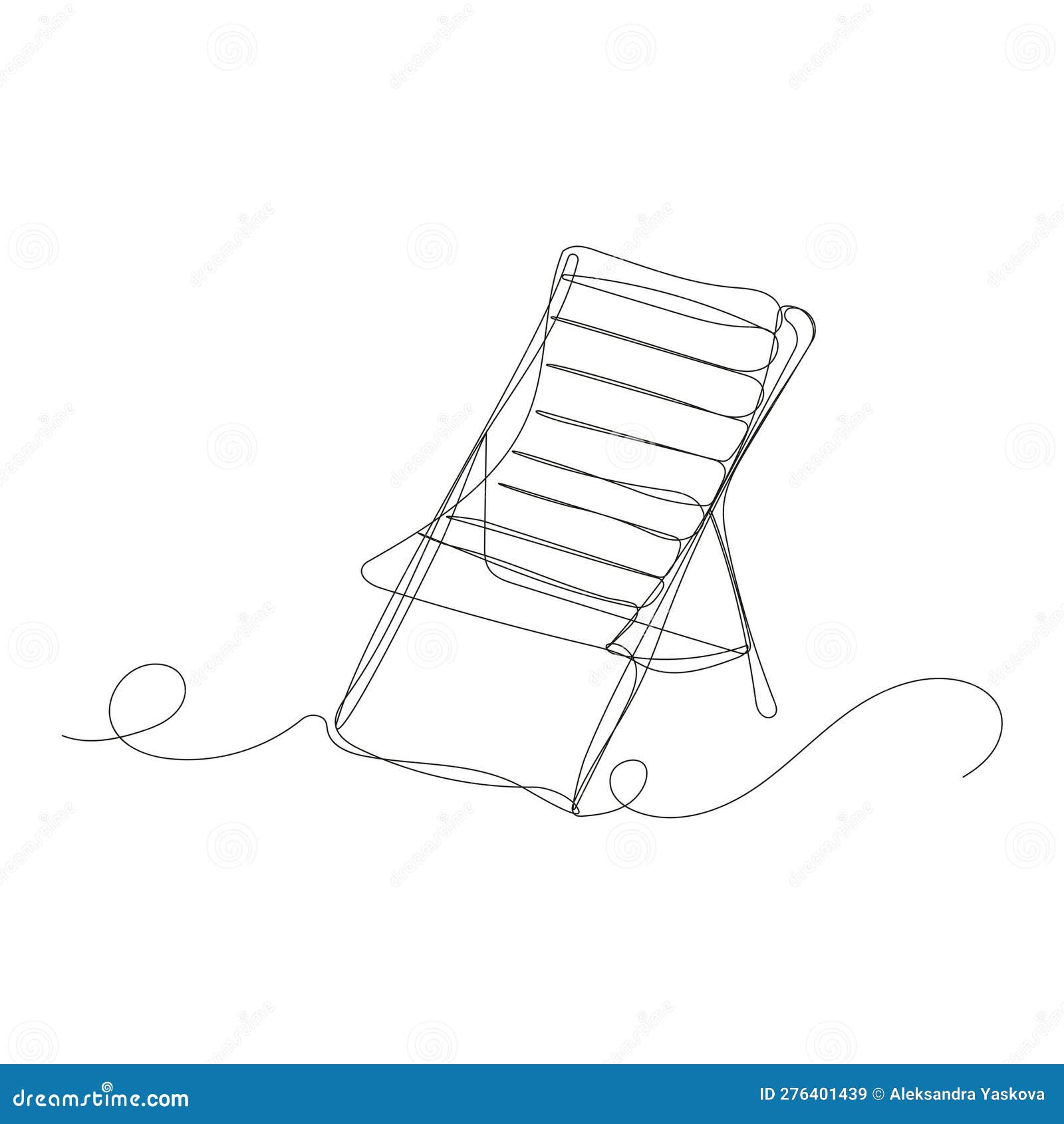 Continuous One Line Drawing of Deck Chair. Line Art Summer Vector Stock ...