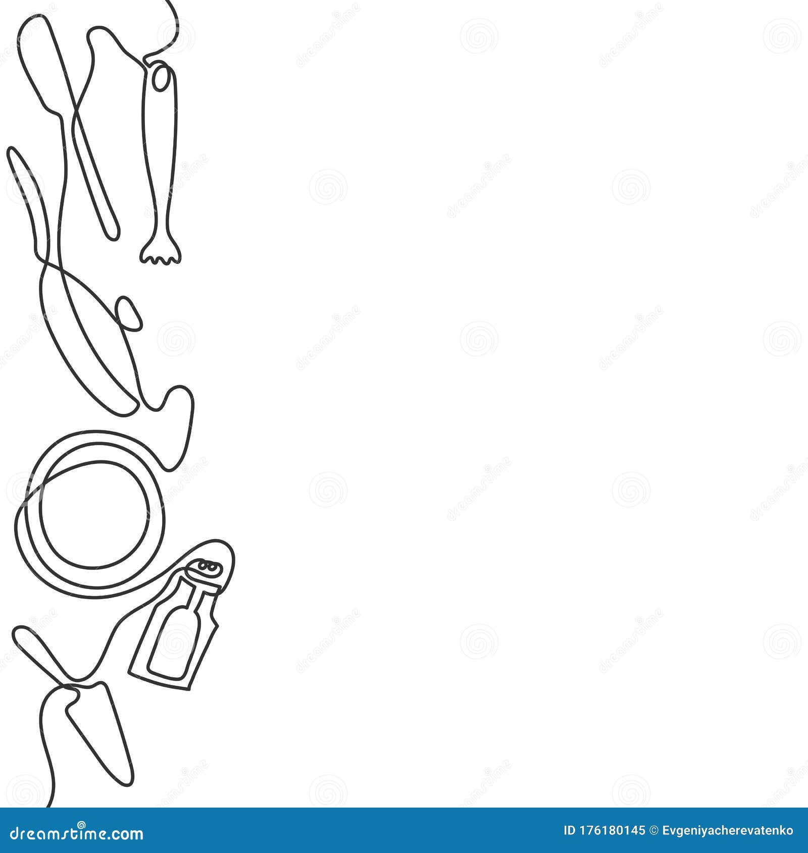Continuous One Line Drawing of Different Kitchen Utensils. Black and ...
