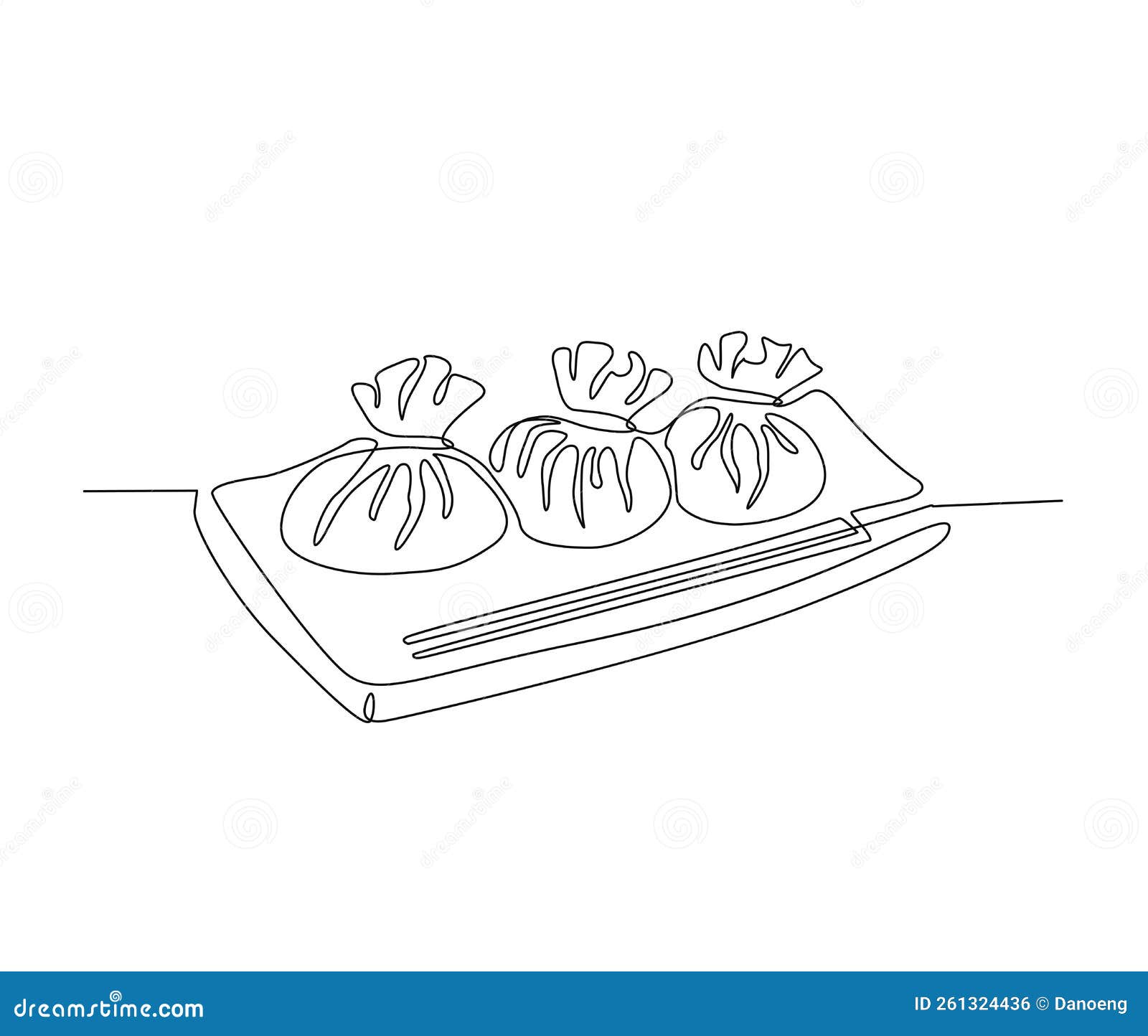 Continuous One Line Drawing of Dim Sum or Shumay. Dimsum Simple Line ...