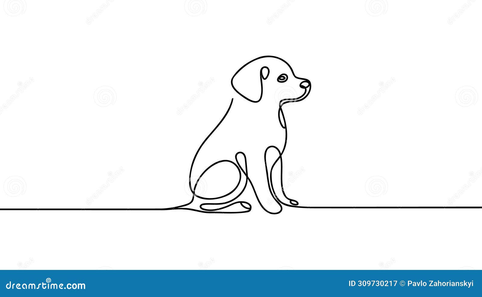 Continuous One Line Drawing of a Dog Isolated on White Background Stock ...