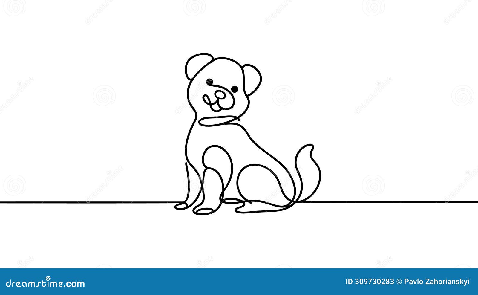 Continuous One Line Drawing of a Dog Isolated on White Background Stock ...